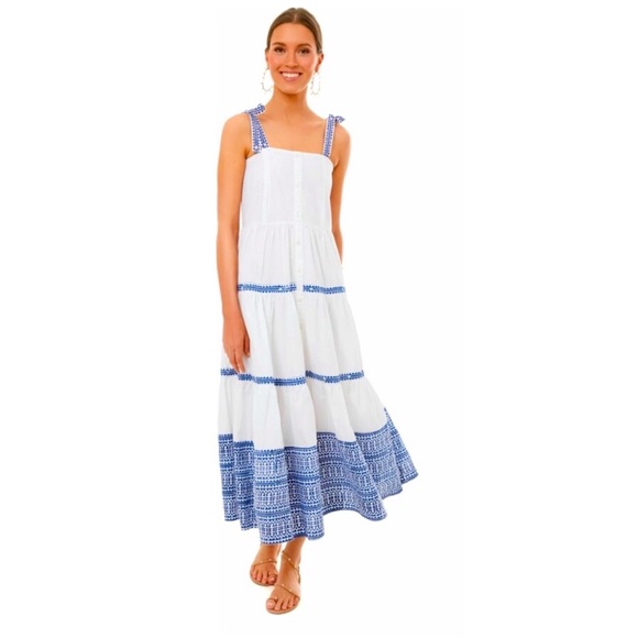 Tuckernuck | Dresses | Oliphant X Tuckernuck Tie Strap Button Midi Mykonos Blue S | Poshmark